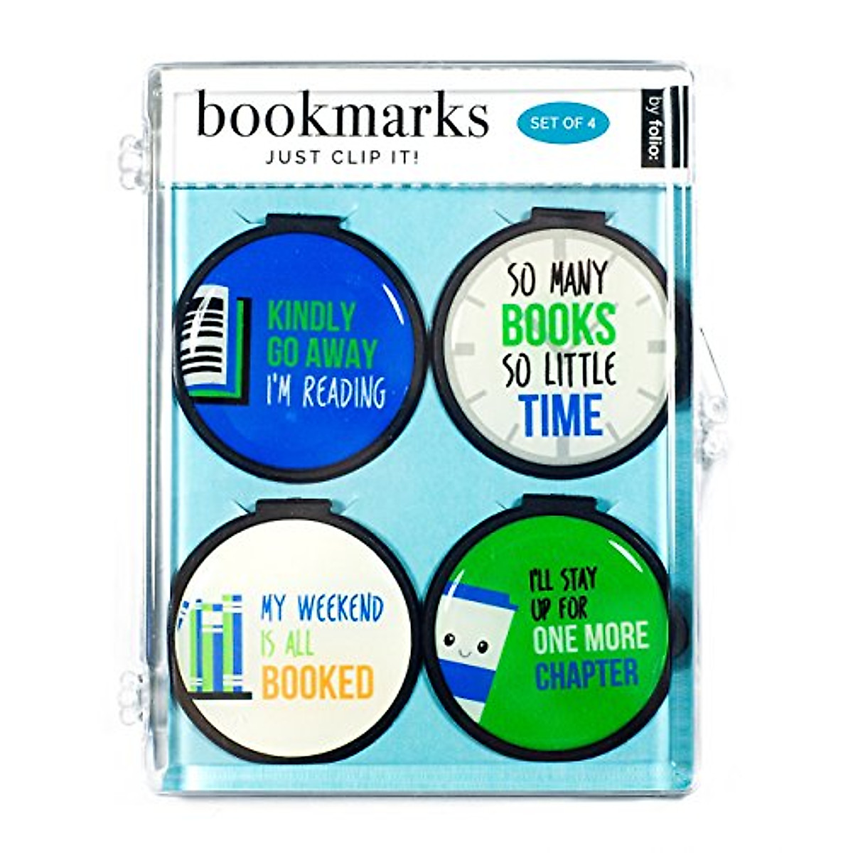 Funny Quote Bookmarks - JUST Clip IT! (4 Sets of 3 Page Markers- Total 12) Funny Bookmark Set - Ideal for Bookworms of All Ages. Adults Men Women Teens & Kids Love Our Fun Domed Designs!