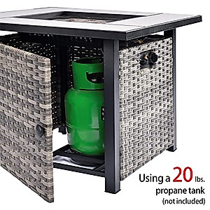 ovios Patio Furniture Set 6 PCS All Weather Outdoor Wicker Rattan Sofa Set with Fire Pit Table Ottomans High Back Sofa Thick Cushion Garden Backyard Porch (Orange Red)