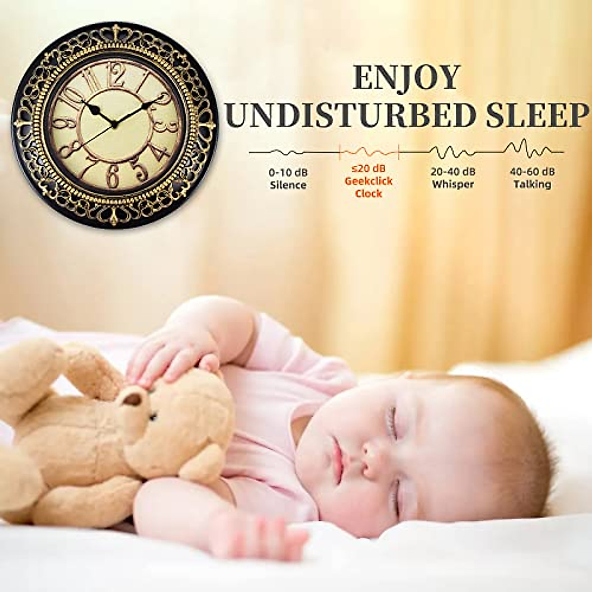 FAERIE Wall Clock for Living Room Decor Large Wall Clock Battery Operated,12 Inches Round Bathroom Clock Silent Kitchen Clock Wall Cute Small Clock Non Ticking Modern Wall Clock Analog Clock