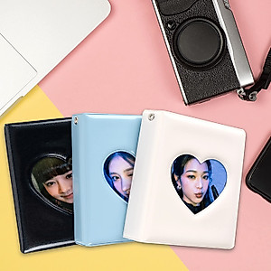 FUNUPUP 3 Inch Photocard Binder Kpop Album Kpop Photocard Holder Book Hollow Mini Photo Album with 32 Pockets (White Heart)