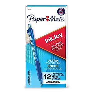 Paper Mate InkJoy 300RT Retractable Ballpoint Pens, Medium Point, Blue, Box of 12