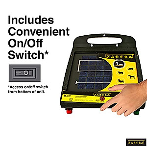 Zareba ESP10M-Z Solar Powered Low Impedance Electric Fence Charger - 10 Mile Solar Powered Electric Fence Energizer, Contain Animals and Keep Out Predators