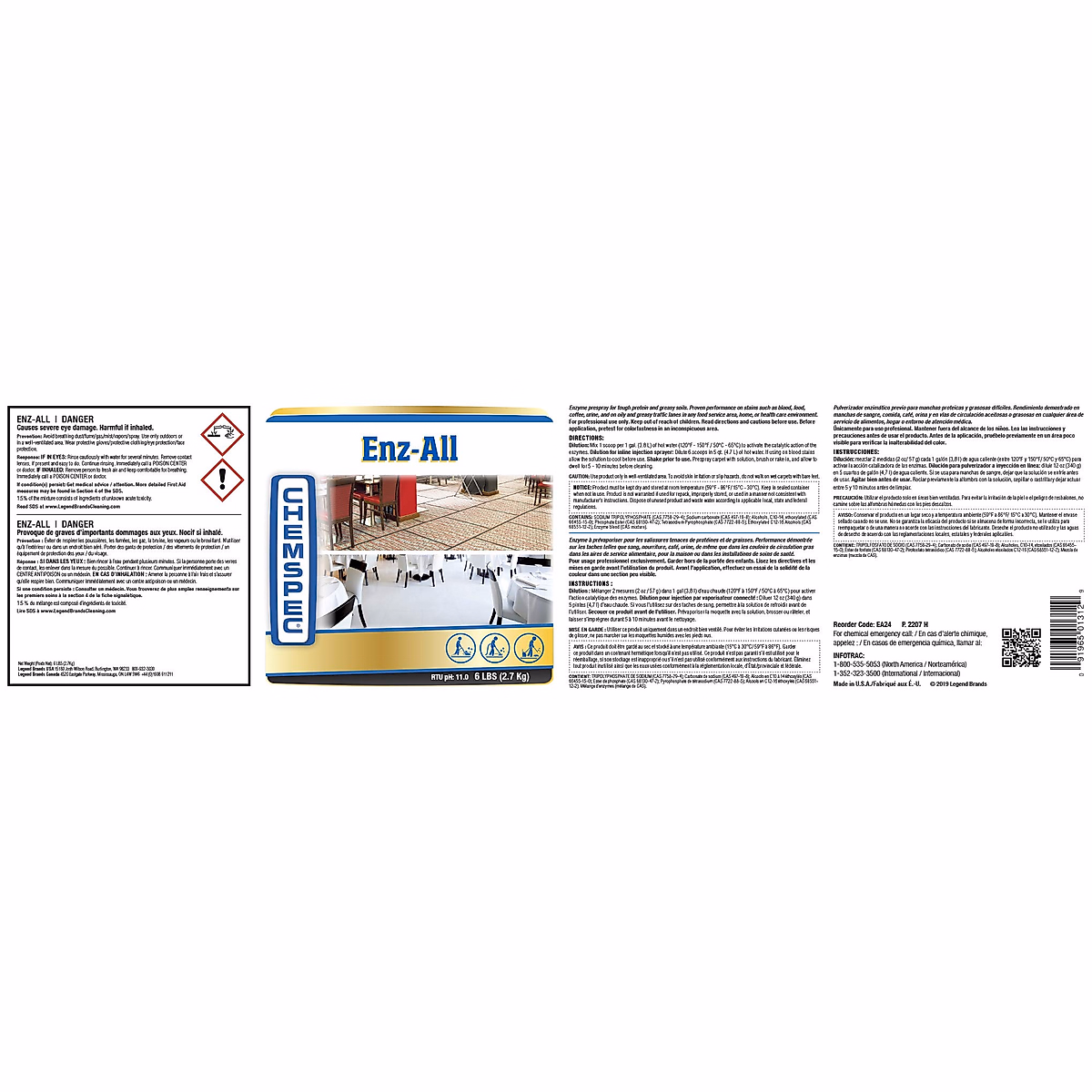Chemspec ENZ-All – Professional Multi-Purpose Enzyme Traffic Lane Carpet Cleaning Concentrate, 1-6 lb jar (C-EA6)