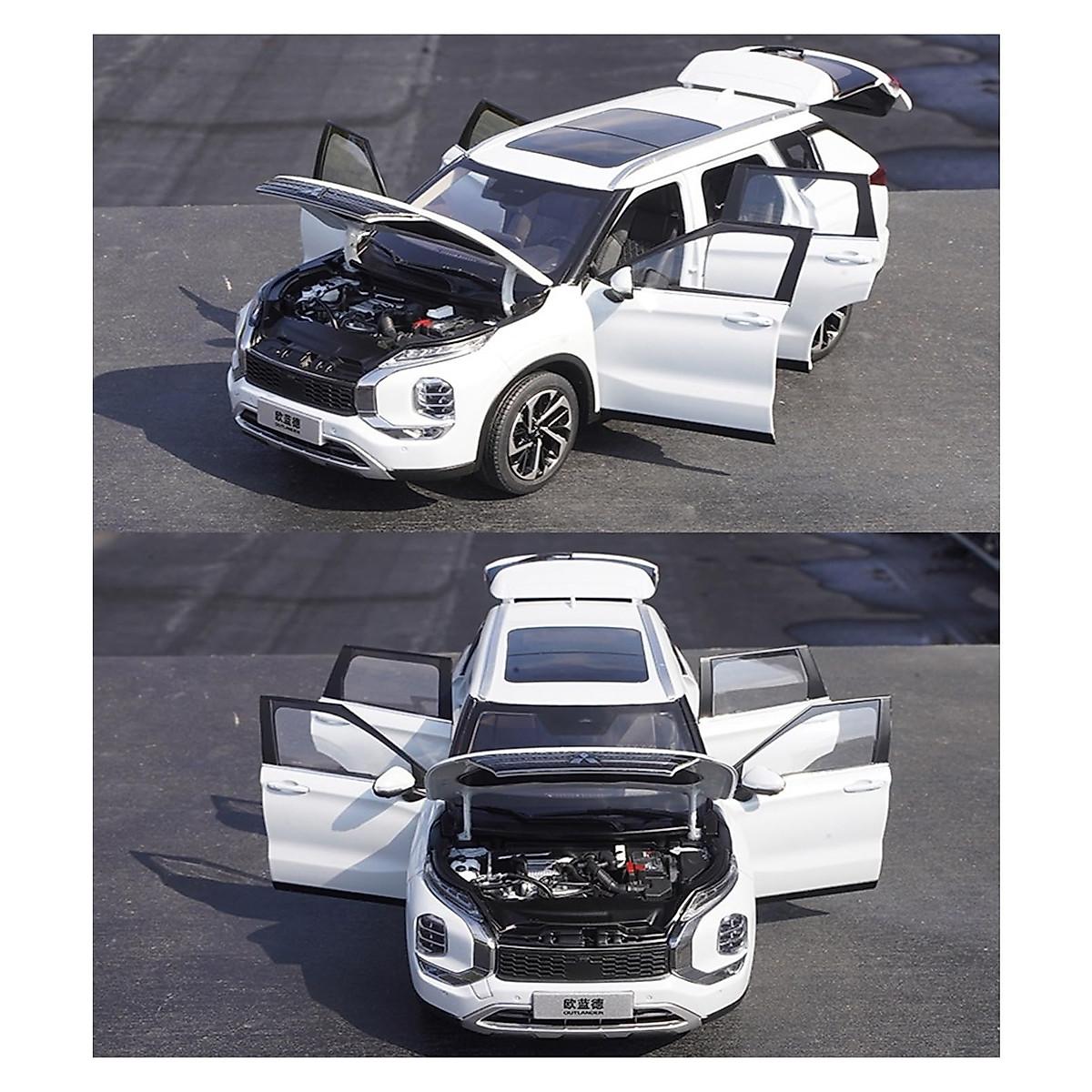 HAYCHE Alloy Resin Car Vehicle Model 1 18 Fit for Mitsubishi Outlander 2023 Vehicle Diecast Scale Alloy Car Model Static Display Adult Collection Festive Deluxe Gift (Color : White)