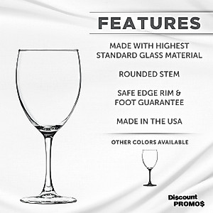 DISCOUNT PROMOS ARC Nuance Wine Glasses 8.5 oz Set of 6, Bulk Pack - Restaurant Glassware, Perfect for Red Wine, White Wine, Cocktails and More - Clear