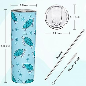 Sea Turtle Tumbler - 20 Oz Cute Turtle Gifts, Coffee Mug Cup Water Bottle for Cold or Hot Drinks