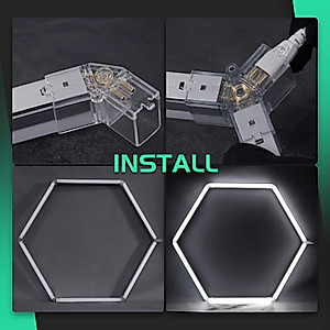 XHEXFLASH Led Hexagon 14 Grid Ceiling Lighting for Garage Auto Detailing Shop/Workshop/Hair Salon 15.88 fts x 7.98 fts IP54