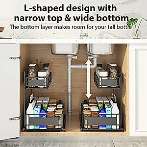 TALVADI Under Sink Organizer, Sliding Cabinet Basket Organizer, Pull Out Cabinet Organizer 2-Tier Under Cabinet Storage, Multi-Use for Under Kitchen Bathroom Sink Organizers & Storage…