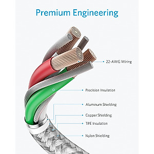 Anker USB C to USB C Cable, Type C 60W Fast Charging Cable (1FT, 1Pack) for iPhone 16 Series, iPad Mini 6 and More (USB 2.0, Silver)