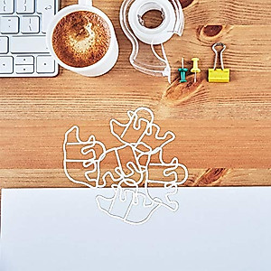 12Pcs Bear Shape Paper Clips,White Journal Paper Clips Metal Bookmark Clips Office Supplies with Storage Box for Document Organizing