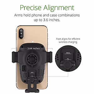 iOttie Auto Sense Qi Wireless Car Charger - Automatic Clamping Dashboard Phone Mount with Wireless Charging for Google Pixel, iPhone, Samsung Galaxy, Huawei, LG, and other Smartphones.