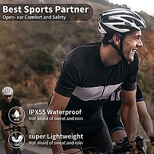 TANTUU Bone Conduction Headphones,Premium Open-Ear Wireless Bluetooth Sport Headphones with Microphones, 20Hr Playtime, Waterproof Wireless Earphones for Workout,Gym,Running,Hiking, Cycling (Black-A)