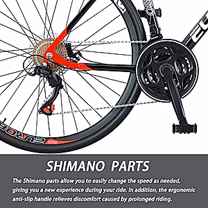 EUROBIKE Road Bike,21 Speed Bicycle with Disc Brake,700C Wheels Road Bikes for Men or Women,49cm/54cm Frame for Adult Cycling Bicycle (XC580 Red, 54cm Frame)