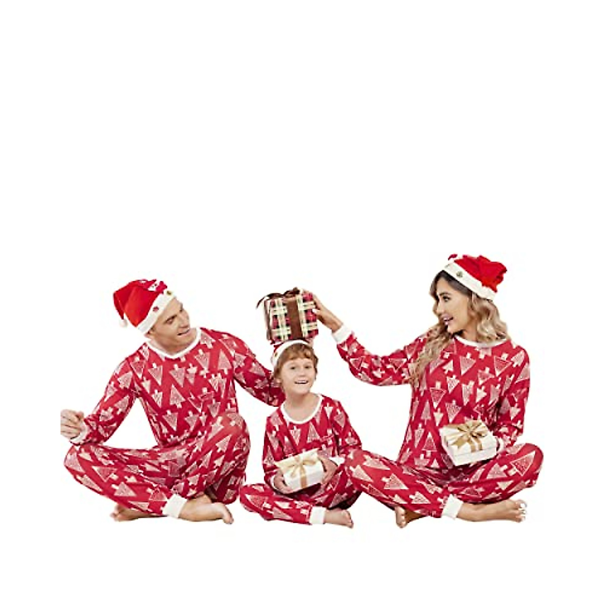 Ekouaer Matching Family Pajamas Set Christmas Pjs Holiday Sleepwear Sets Printed Long Sleeve Nightwear