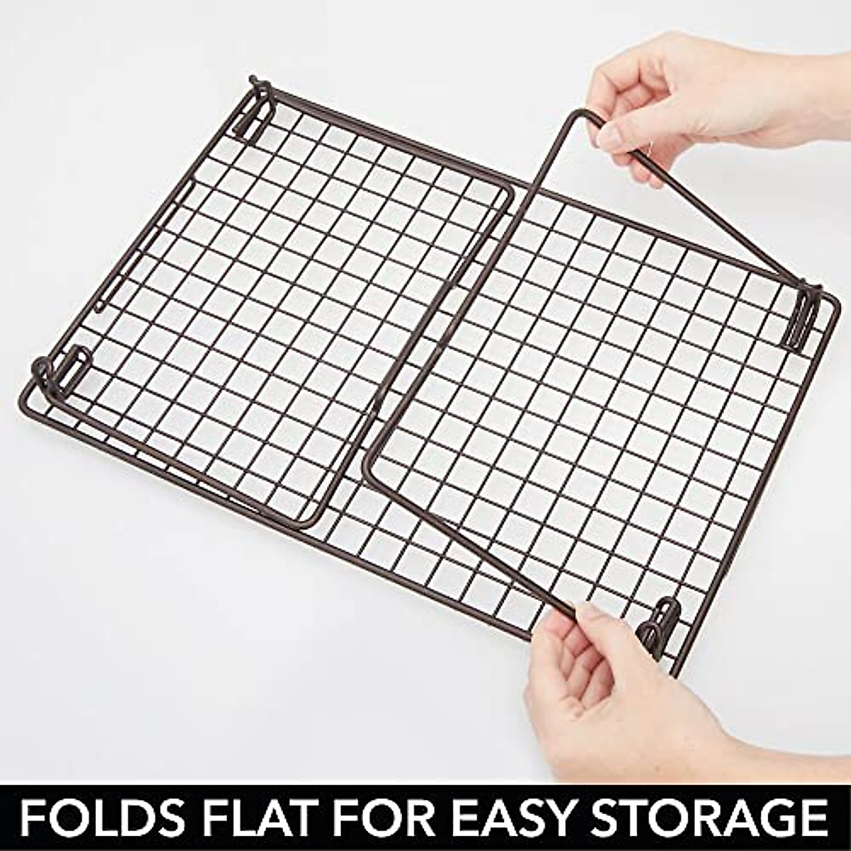 mDesign Farmhouse Metal Stacking Storage Shelf - Closet, Cabinet, Countertop 2-Tier Raised Organizer - for Bedrooms, Bathrooms, Entryways, Hallways - Bronze