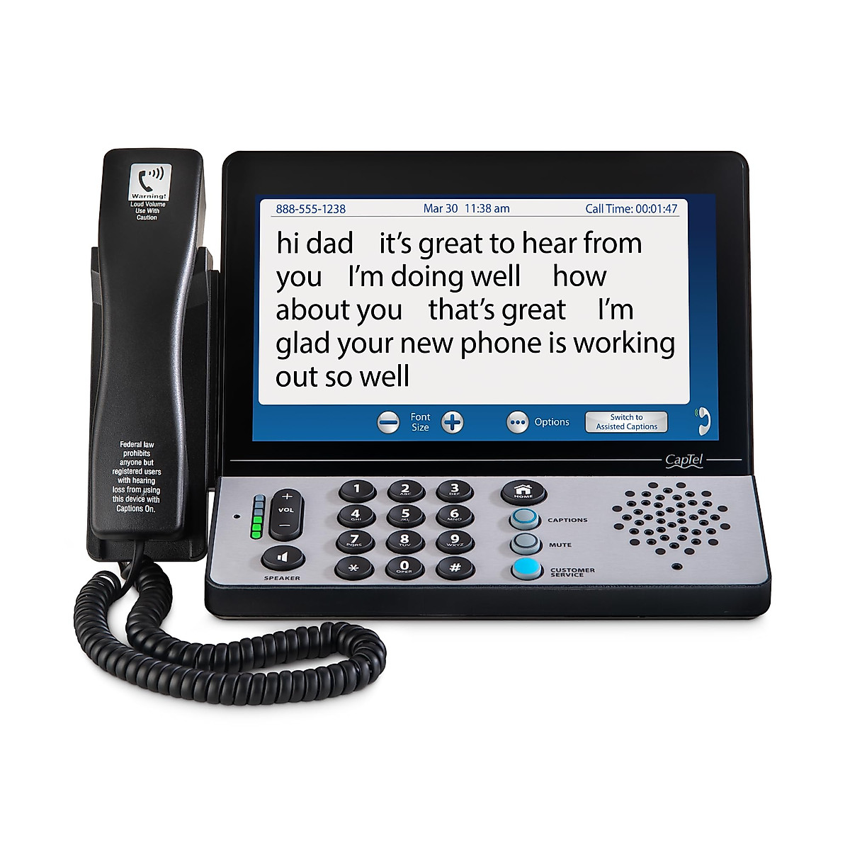 Hamilton CapTel 2400i Captioned Telephone Large Touch-Screen Captioned Telephone with 40dB Amplification