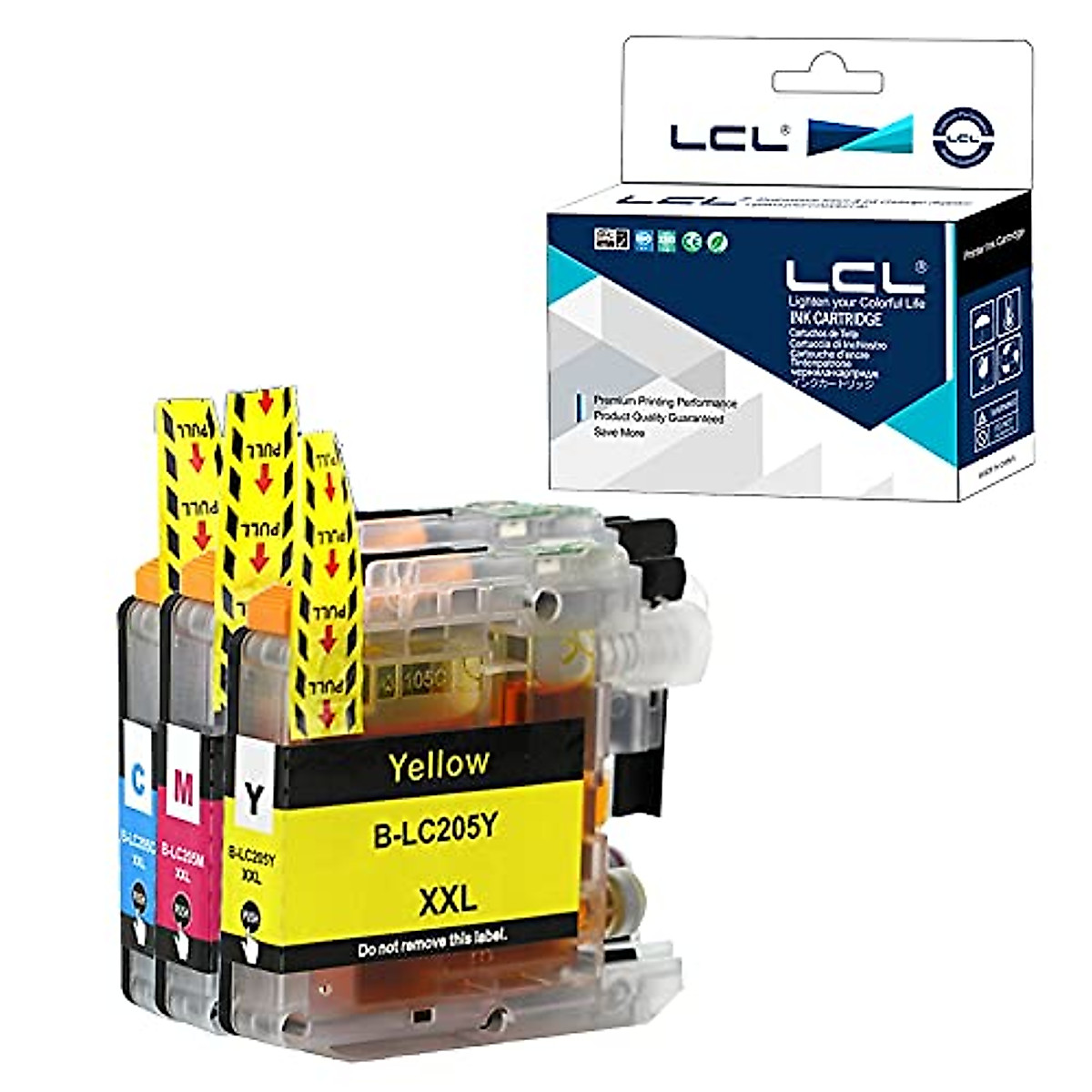LCL Compatible Ink Cartridge Replacement for Brother LC205 LC205CL LC2053PKS LC205C LC205M LC205Y XXL Super High Yield J4420DW J4620DW J5520DW J5620DW (3-Pack Cyan Magenta Yellow)