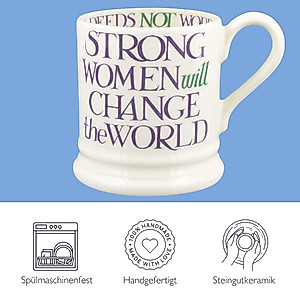 Emma Bridgewater Handmade Ceramic Purple Toast Strong Women Script Gift Half-Pint Coffee and Tea Mug