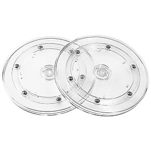 Piutouyar Plastic Turntable Bearings Hardware, 6 Inch / 150mm Plastic Acrylic Clear Turntable Organizer for Kitchen Spice Rack Table Cake,(2 Pack)