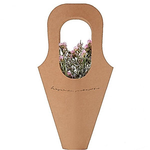 Pinicecore 5pcs Handle Kraft Paper Flower Bags Flowers Wrapping Gift Flower Packaging Home Decoration