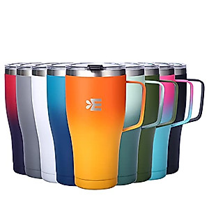 ECOYEE Stainless Steel Travel Coffee Mug - Insulated Hot Cold Tumbler, Thermal Coffee Cup, Double Wall Leakproof Mug (Orangeade, 30 OZ)