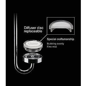 Clscea Aquarium Stainless Steel CO2 Diffuser Atomizer with Integrated Check Valve for Rimless Tanks 25cm