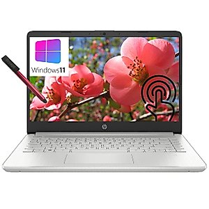 [Windows 11 S] HP 14 14" Touchscreen Laptop Computer, Intel Core i3 1115G4 up to 3.2GHz (Beat i5-10210U), 16GB DDR4 RAM, 512GB PCIe SSD, 802.11AC WiFi, Bluetooth 4.2, Webcam, Silver, 64GB Flash Stylus