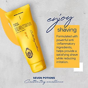 Seven Potions Lathering Shaving Cream for Men – Smooth, Irritation-free Shave – Soothing, Hydrating, Moisturising Shave Soap – Natural, Vegan, Cruelty-Free (4.06 FL OZ)