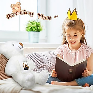 Leyndo Bear with Voice Recording Remembrance Stuffed Animal with Picture Recordable Messages Memorial Toy for Baby Shower Birthday Gift, Recording Gifts(White, 12 Inch)
