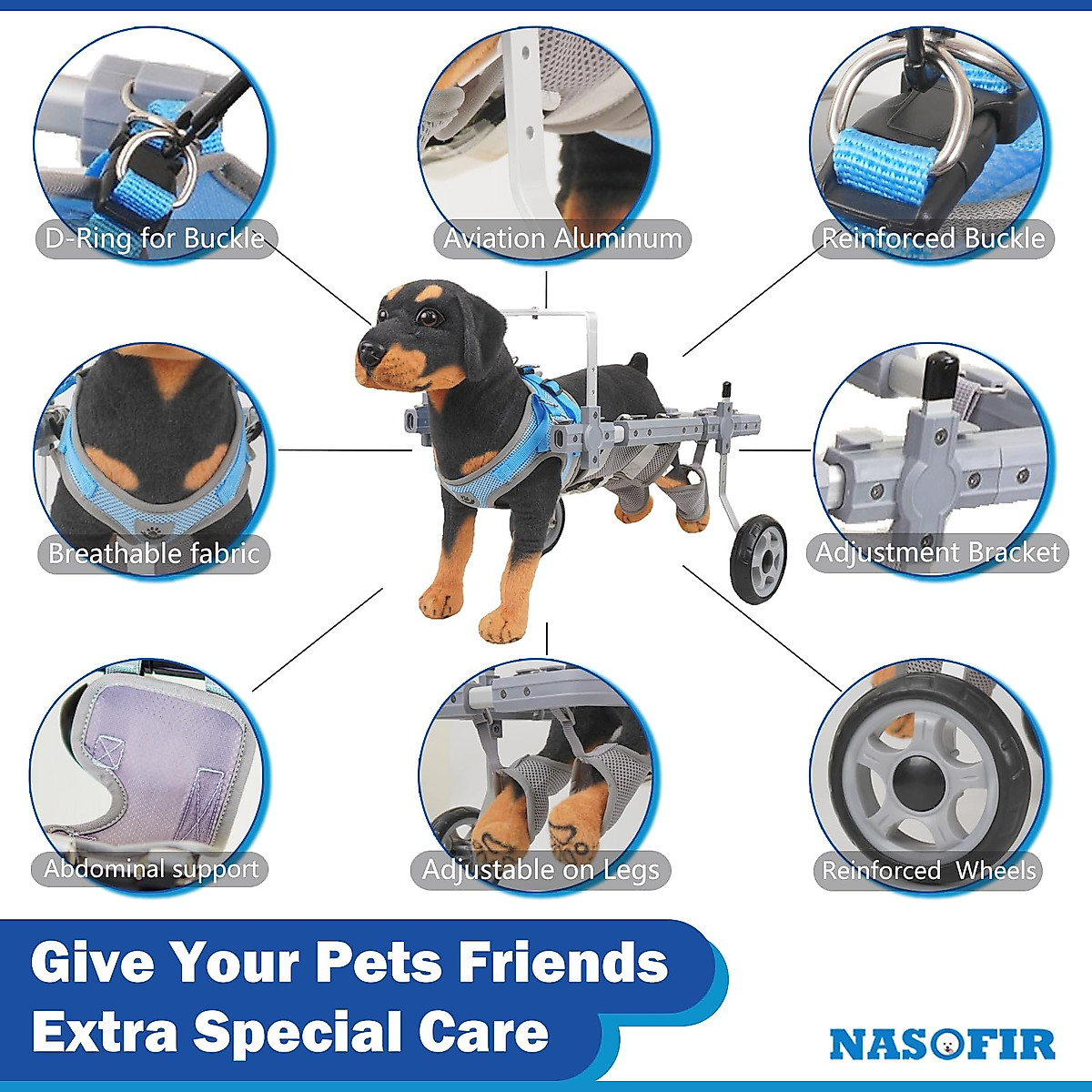 Dog Wheelchair for Back Legs(L), 2024 New Adjustable Dog Wheel Chair, Assist Small Pets with Paralyzed Disabled Hind Limbs Recover Mobility, Pets Cart with Wheels Leg Brace Hip Support(<27.5 LBS)