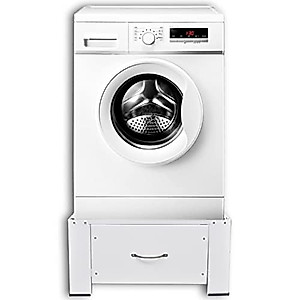GOLINPEILO Washing Machine Pedestal Base Stand with Drawer Storage Stacking Kit Shelf Dryer Mini Refrigerator Cabinet Stackable Kit Utility Room, Washing Room with Drawer 24.8"x21.3"x12.2"