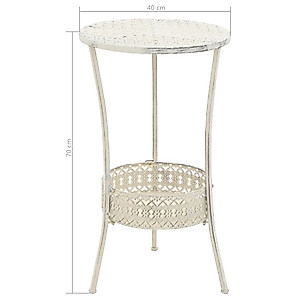 YPWRENH Entrance Tables Round Dining Table Bistro Table Vintage Style Round Metal 15.7 "x27.5 White for Dining Room, Kitchen or Living Room