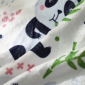 Panda Blanket Pandas Throw for Girls Cute Pandas Gifts Soft Flannel Panda Blankets for Panda Lovers Flowers Panda Stuffed Decor (Natural Panda, 50 x 60 Inch)