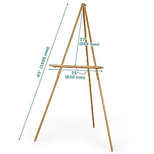 VISWIN 63" Wooden Tripod Display Easel Stand for Wedding Sign, Poster, A-Frame Artist Easel Floor with Tray for Painting, Canvas, Foldable Easel - Natural