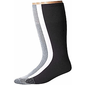 Diamond Star Tube Socks Men 6 Pairs Premium Cushion Cotton Over The Calf Athletic Knee High Socks For Men 13-16 (Multi Colors 2 Black,2 Grey,2 White)