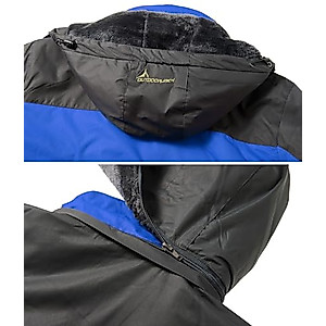 MANSDOUR Men's Ski Jacket Warm Winter Coat Outdoor Snowboard Jacket Windproof Snow Rain Coat Waterproof Fleece Mountain Windbreaker Hooded Coat Casual Skating Skiing Hiking Jackets