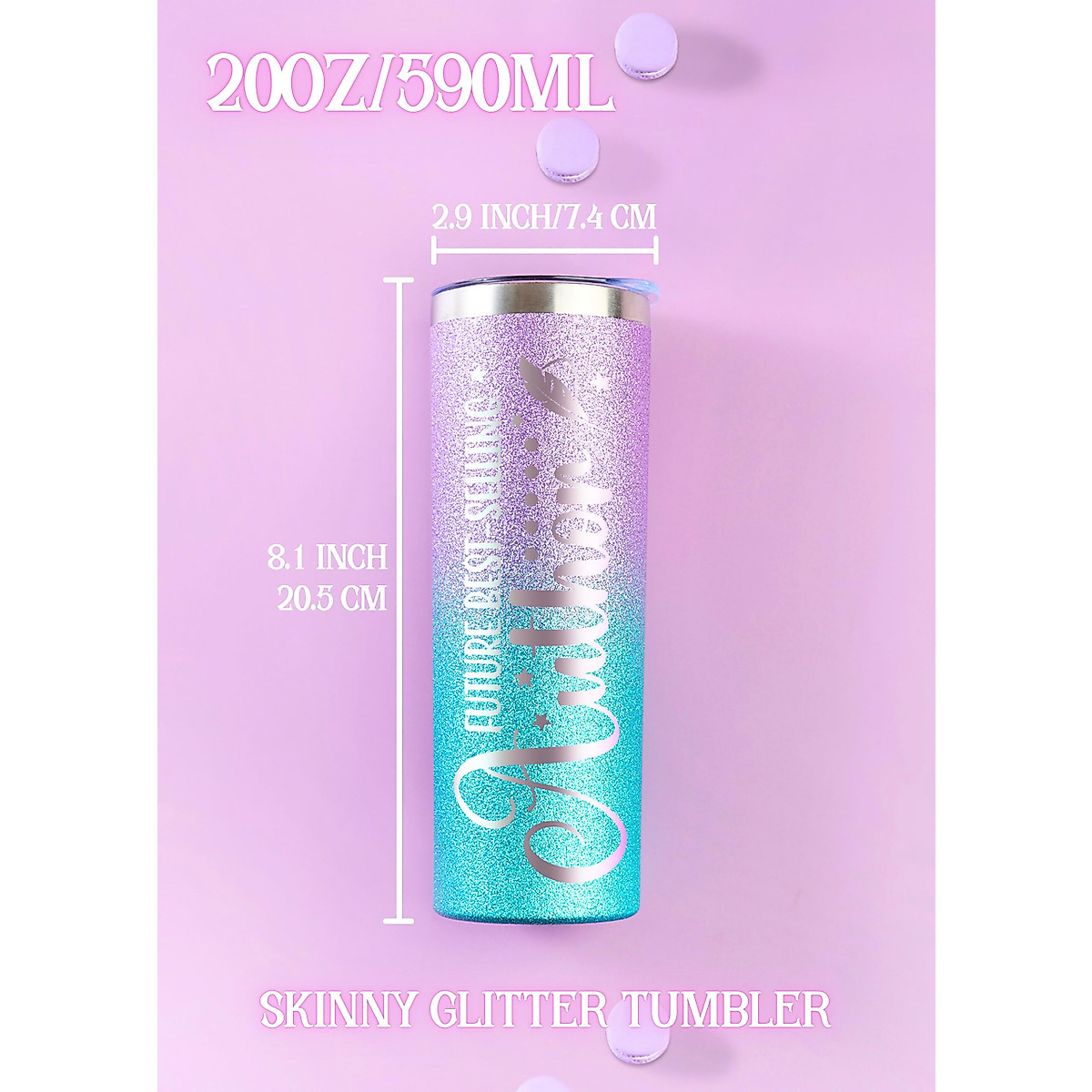 Onebttl Writer Gifts for Women - Future Author - 20oz/590ml Glitter Stainless Steel Insulated Tumbler with Straw - Graduation/Birthday/Christmas Gift for Writers, Novelist