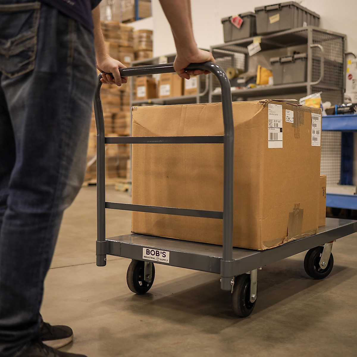 BISupply Flat Dolly Cart with Wheels Heavy Duty 24x48 Cart 1 Pack - 2000lb Capacity Flatbed Hand Truck