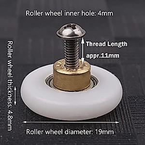 Atoplee 4 pcs Shower Door Rollers Runners Wheels - Replacement Part Bathroom Glass Door Runner Sliding Shower Door Roller Wheel (Roller Diameter 19mm)