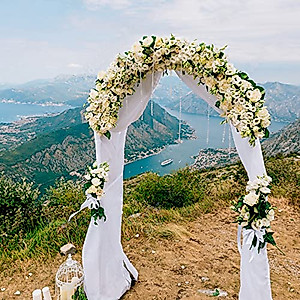 PARTISKY Wedding Arch Draping Fabric,2 Panel 28" x 19Ft White Wedding Arch Drapes Sheer Backdrop Curtain for Wedding Ceremony Party Ceiling Decor