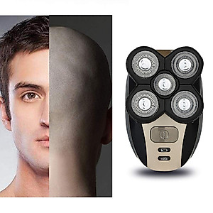 Men's 5-in-1 Electric Rotary Shaver, 5D Wet Dry Bald Head Grooming Kit/Five-Headed Beard Hair Razor, Cordless and Rechargeable with Beard/Nose Hair Trimmer, Hair Clipper, Facial Cleansing Brush