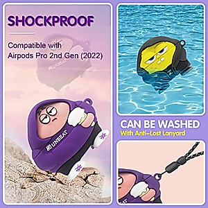 [2Pack] Case for AirPods Pro 2nd Generation 2022, Cute AirPods Pro 2 Cartoon Character Case, Unique Design Funny Fun Kawaii 3D Cartoon Characters Soft Silicone AirPods Pro 2 Case Cover for Men Women