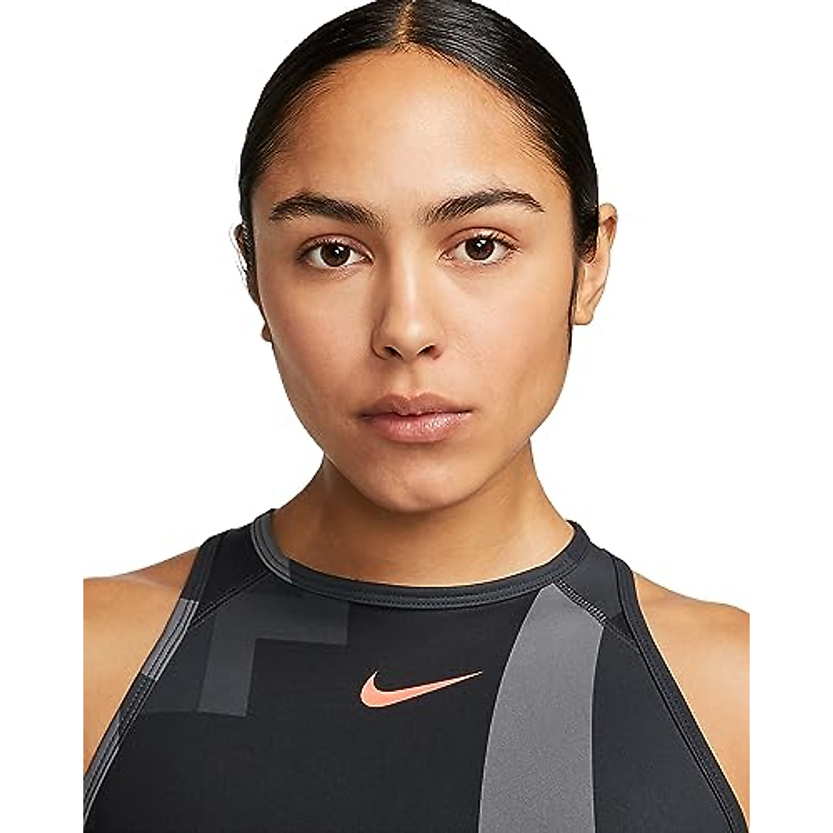 Nike Pro Dri-FIT Women's Cropped Training Tank (Black/Dark Smoke Grey/Brigh Crimson, Large)