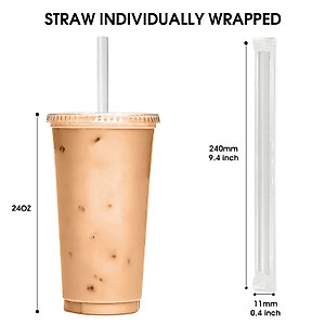 RENYIH 400 Pcs Clear Boba Straws Jumbo Smoothie Straws,Individually Wrapped Disposable Plastic Large Wide-mouthed Milkshake Drinking Straws (0.43" Wide X 9.45" Long)