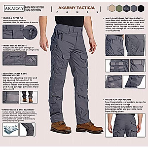 AKARMY Men's Hiking Pants for Men, Camo Travel Pants, Lightweight Mens Work Pants HYG3WF Gray 36