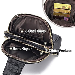 INICAT Travel Small Sling Bag Leather Crossbody Bags for Women Fanny Packs Cross Body Bag for Woman Cross Body Purses(Black)