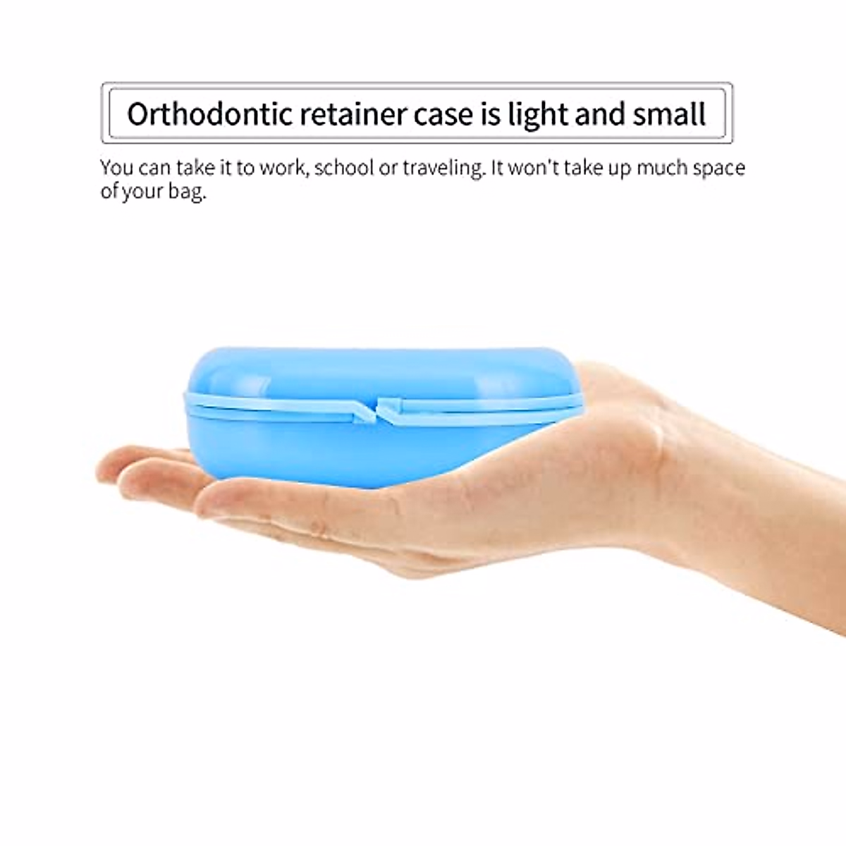 Retainer Case with Vent Holes Denture Box Mouthguard Container Mouthpiece Aligner Case with Hinged Lid Snaps for Office Travel Household Airtight Containers (Blue, One Size)