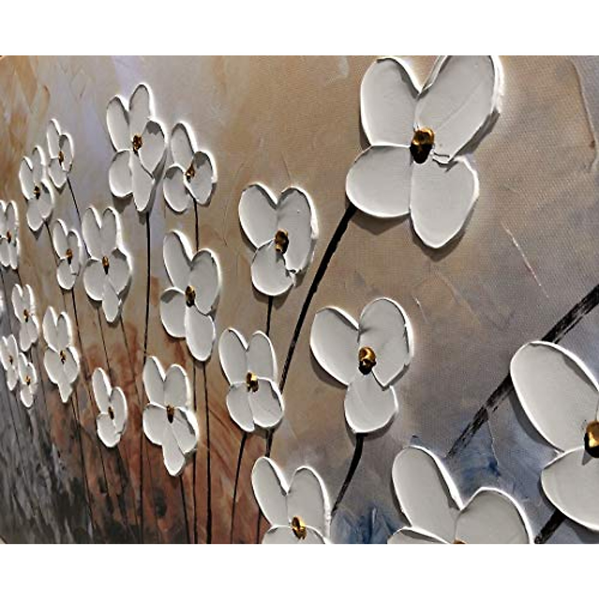 Yihui Arts Flower Canvas Wall Art with 3D Hand Painted Textured Modern Large Oil Painting Contemprary Aesthetic Floral Pictures for Living Room Bedroom DinningDecor