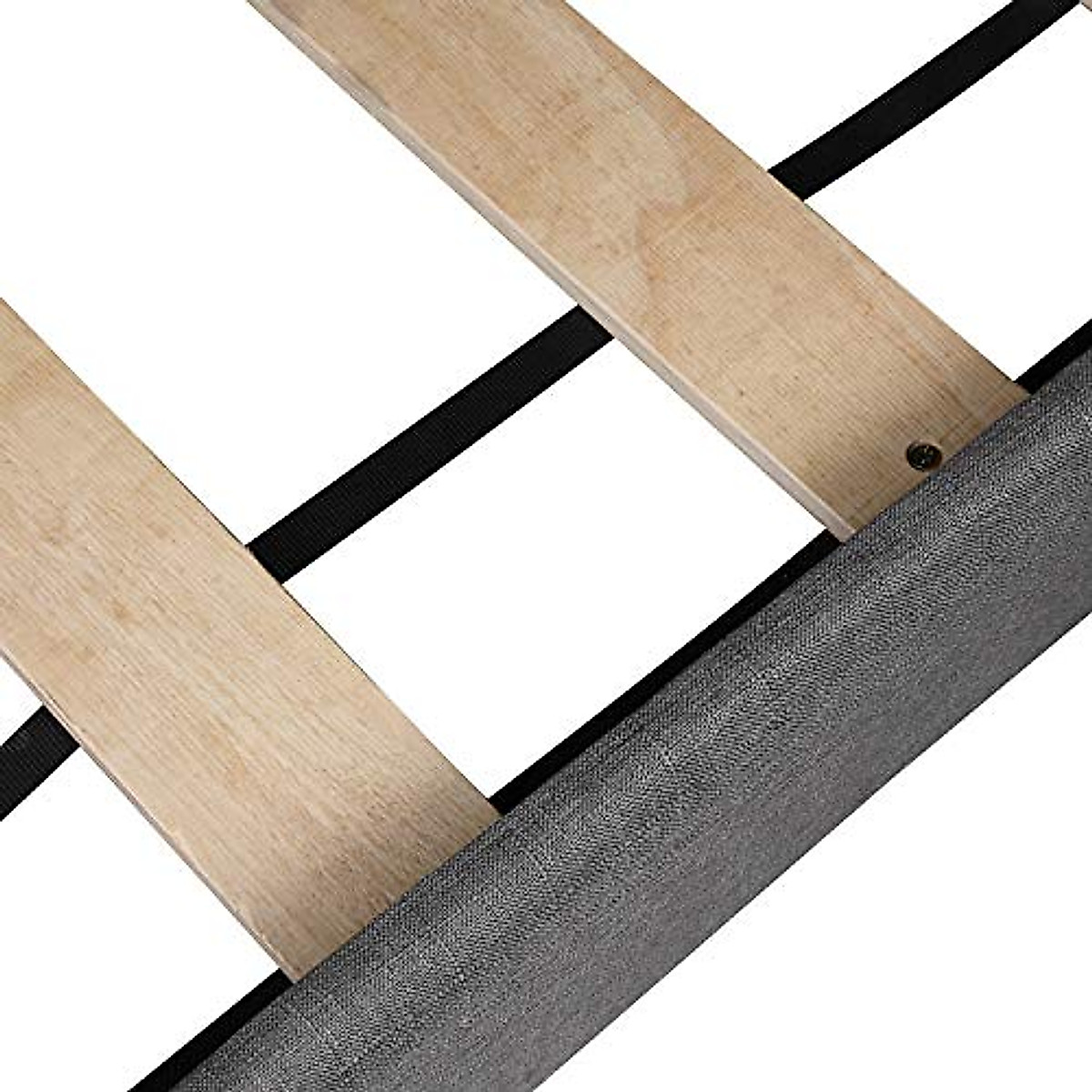 Harper & Bright Designs Twin Upholstered Bed with Headboard, Solid Wood Platform Bed Frame with Wooden Slat Support, No Box Spring Needed (Twin Size, Gray)