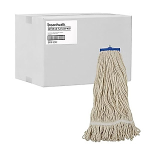 Boardwalk UNS 824C BWK824C Mop Head, Lie-Flat Head, Cotton Fiber, 24 oz, White (Pack of 12)